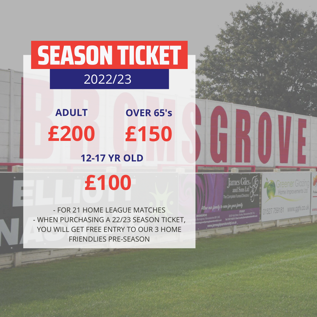TICKET PRICES ANNOUNCED-UPDATED – Bromsgrove Sporting F.C.